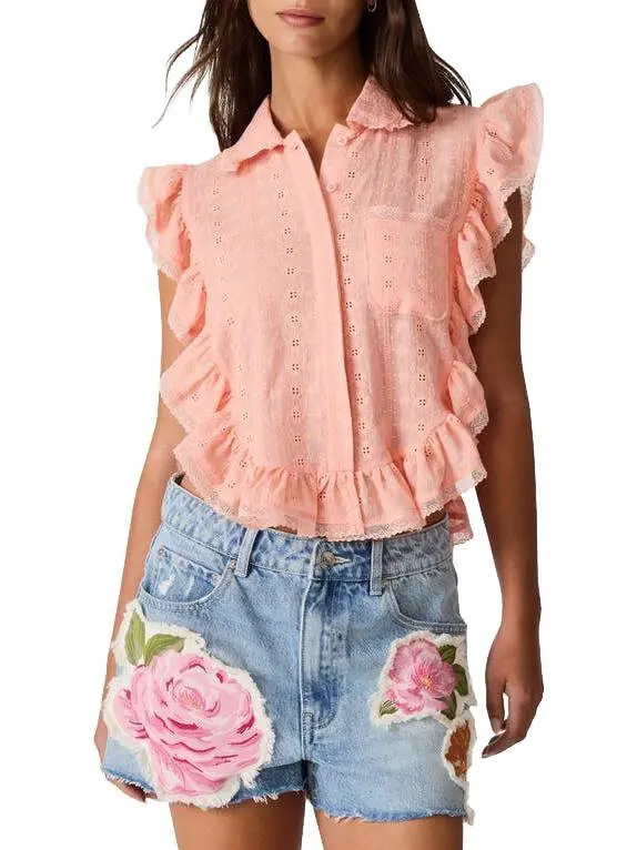Steve Madden Adeline Broderie Anglaise Top - Apricot Gelato