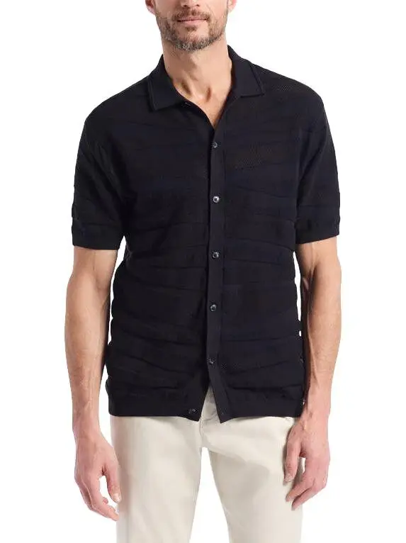 Robert Graham Penlyn Cotton Button-up Sweater With Textured Knit - Black
