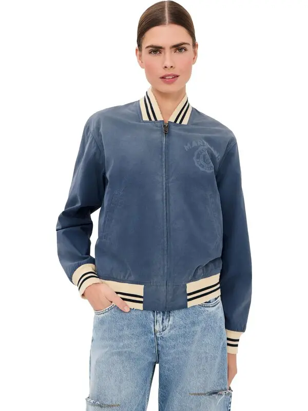 MAISON MARGIELA Distressed Zip-up Bomber Jacket - Workwear Blue