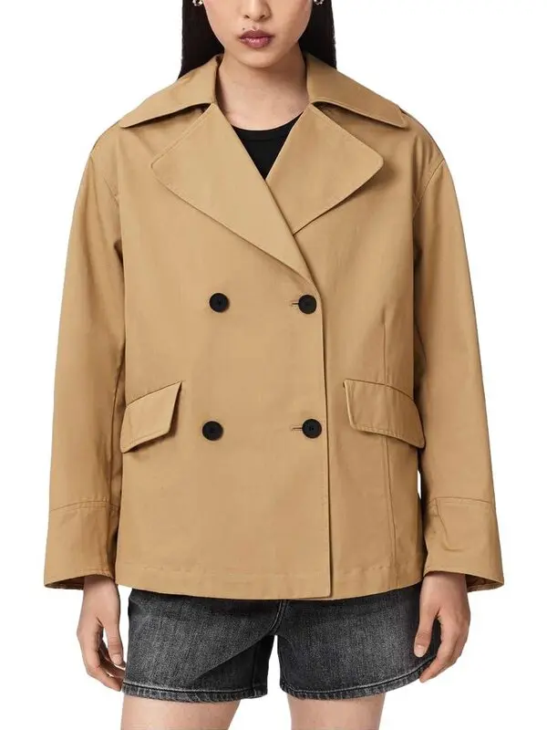 ALLSAINTS Connie Ruffle Trench Coat - Pinto Brown