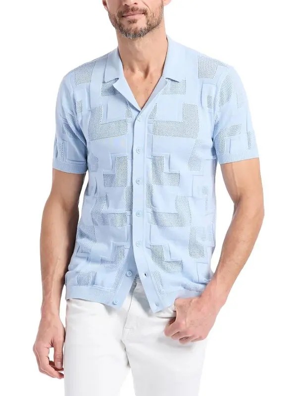 Robert Graham Drayford Cotton Button-up Sweater - Light Blue