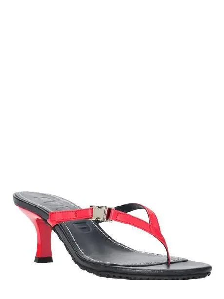 Staud Flynn Kitten Heel Flip Flop - Black Red Rose