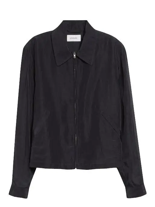 LEMAIRE Short Linen Blend Zip Jacket - Black