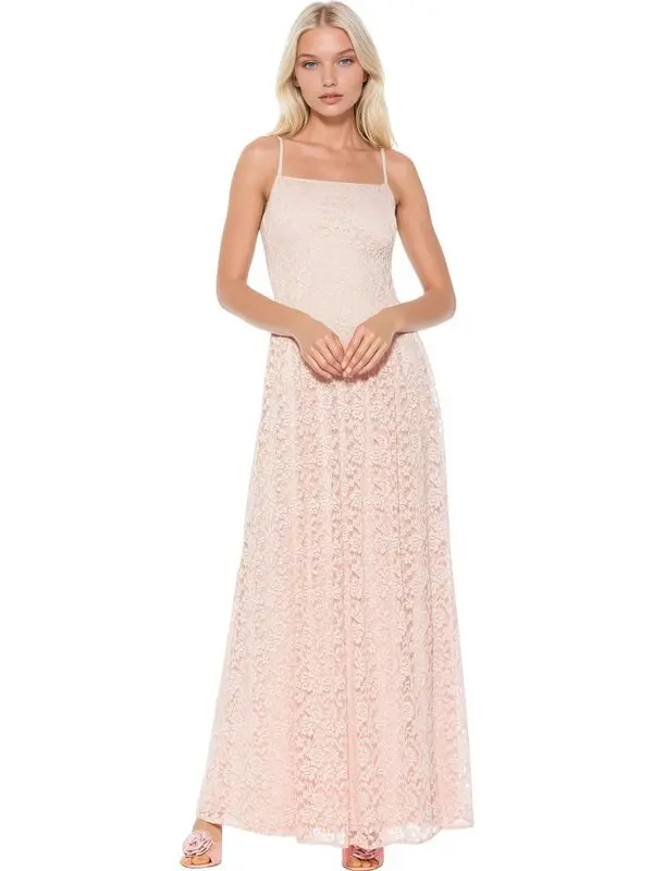 ALEXIA ADMOR Marin Lace Gown With Chiffon Cape - Pink