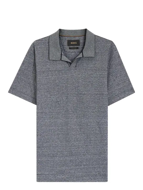 BOSS Cotton-linen Polo Shirt With Johnny Collar - Grey