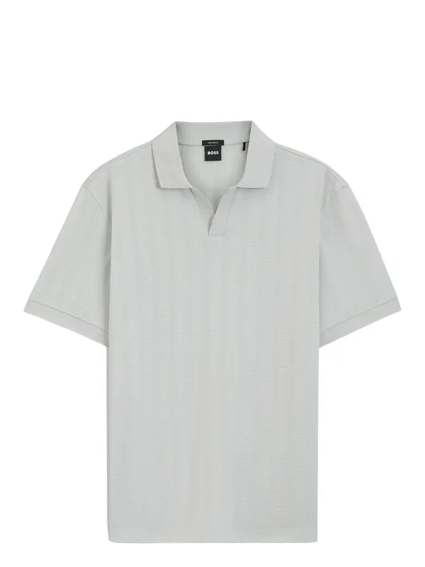 BOSS Cotton-jacquard Polo Shirt With Johnny Collar - Light Blue