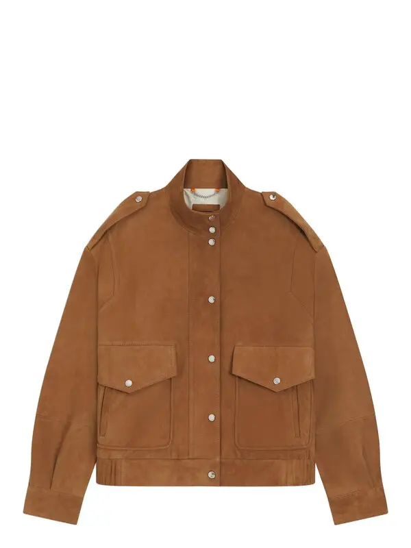 BOSS Suede Bomber Jacket - Brown