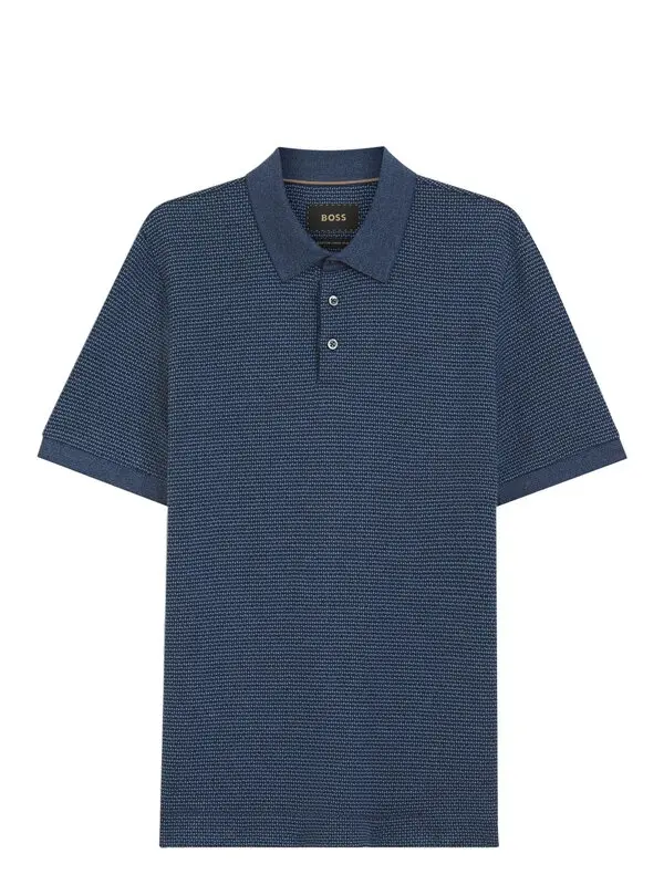 BOSS Regular-fit Polo Shirt With Micro Mouliné Finish - Light Blue