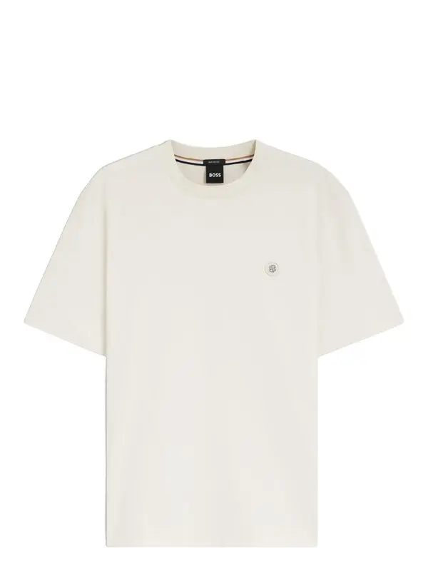 BOSS Mercerized-cotton T-shirt With Double B Monogram - White