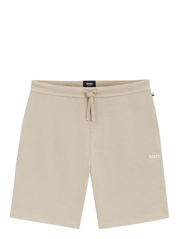 BOSS Cotton-blend Lounge Shorts With Embroidered Logo - Light Beige