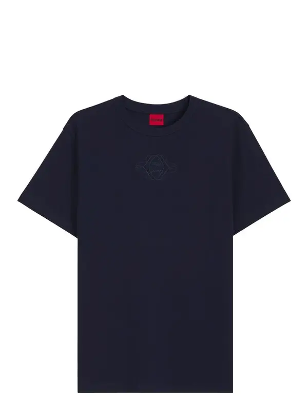 Hugo Cotton T-shirt With Embroidered Logo - Blue