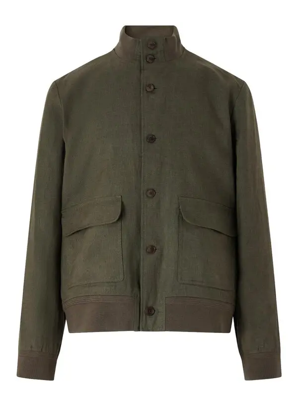 Mr P. Linen-twill Harrington Jacket - Green
