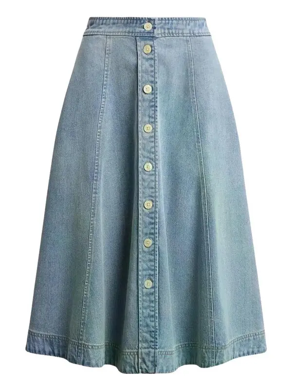 Ralph Lauren Button-front Denim Midi Skirt - Blue