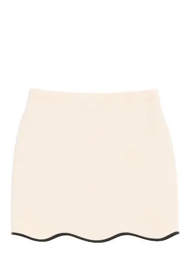 Valentino Garavani Mini Mini Skirt In Crepe Couture - Vanilla/black