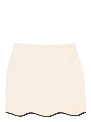 Valentino Garavani Crepe Couture Mini Skirt With Scalloped Hem - Vanilla/black