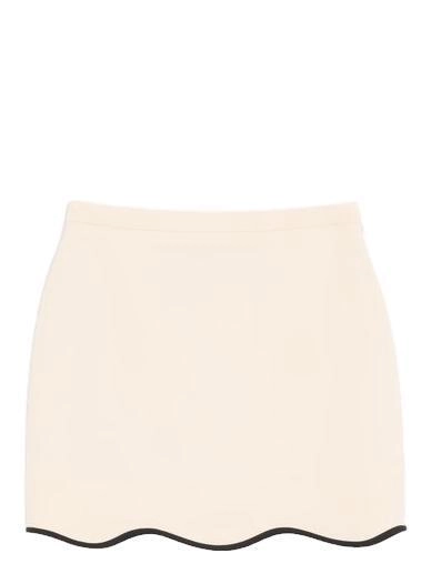 Valentino Garavani Crepe Couture Mini Skirt With Scalloped Hem - Vanilla/black