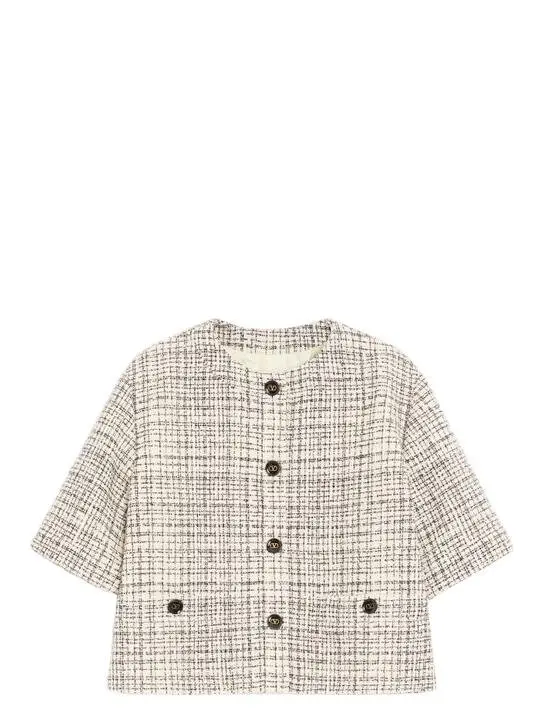 Valentino Garavani Square Tweed Jacket - Vanilla/black