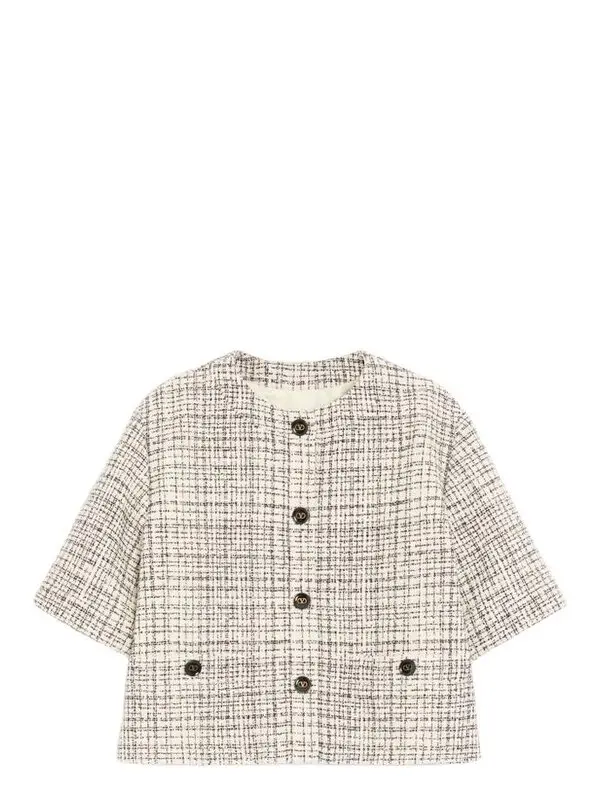 Valentino Garavani Square Tweed Jacket - Vanilla/black