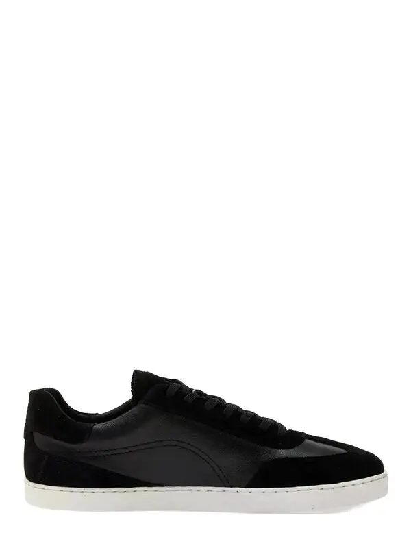 GROUNDIES Suede-panelled Leather Sneakers - Black