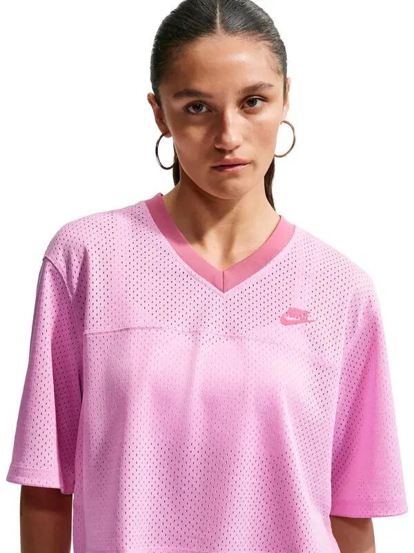 Nike Oversized Heritage Cropped Mesh Jersey - Pink