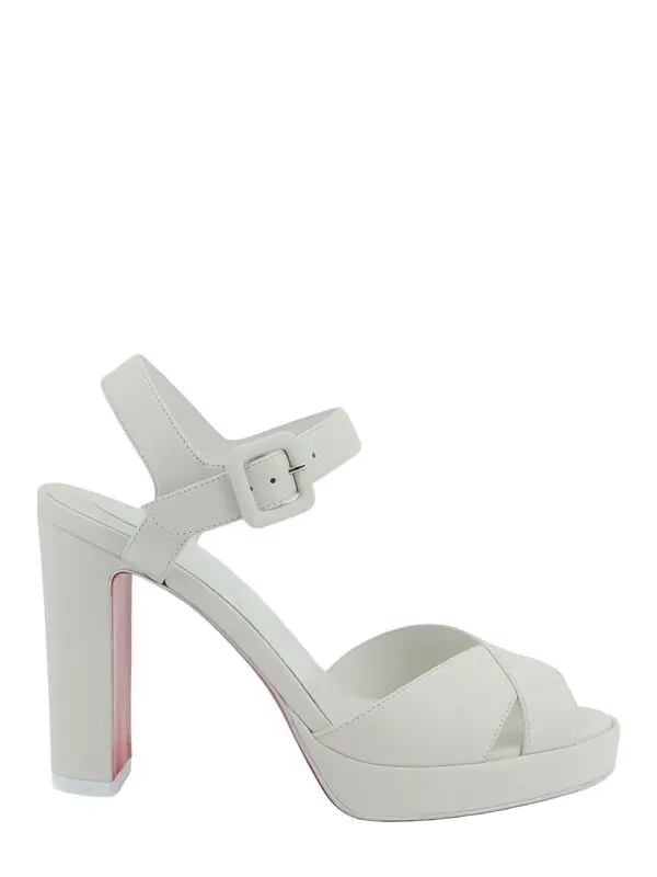 CHRISTIAN LOUBOUTIN Cora Leather Platform Sandals - White