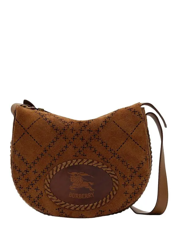 Burberry Tavistock Suede Shoulder Bag - Brown