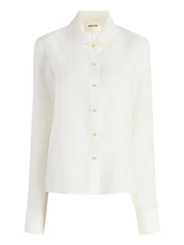 Khaite Jaylin Sheer Organdy Button-up Shirt - Chalk