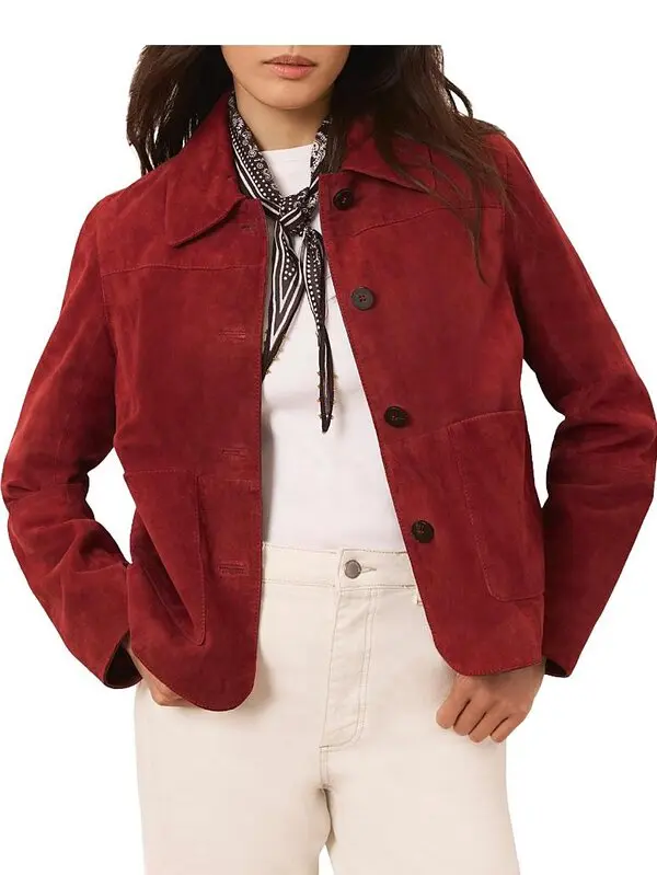 Mint Velvet The Essential Suede Jacket - Red