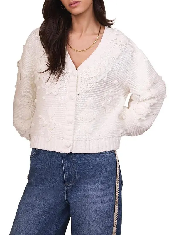 Mint Velvet Applique Flower Cardigan - Ivory