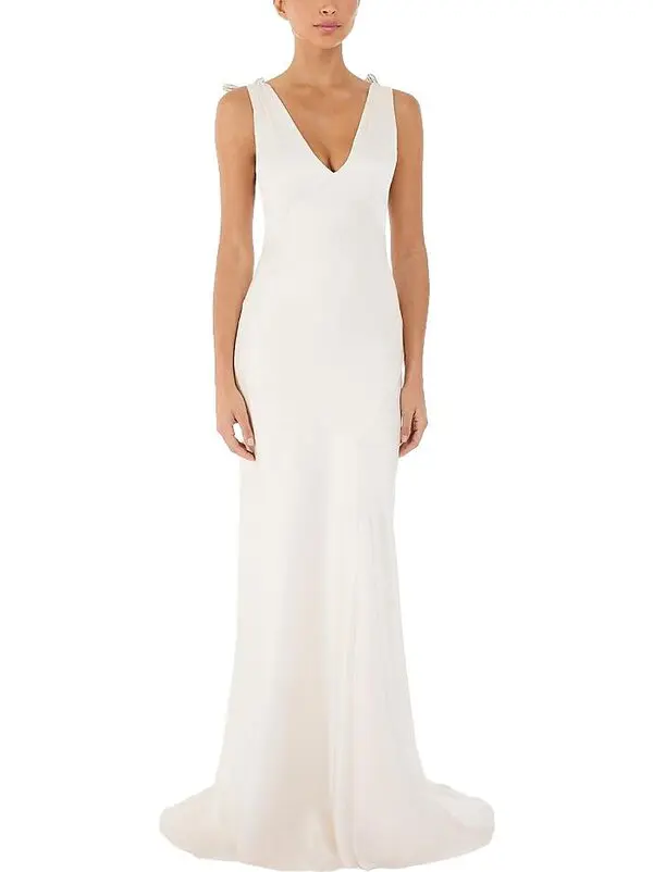 Jenny Packham Collette Beaded Bow-detail Maxi Dress - Ivory