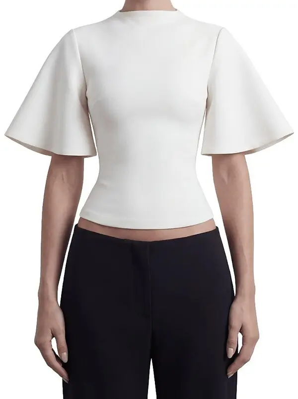 HEIRESS BEVERLY HILLS Sculpt Tee With Structured Sleeves - Ivory