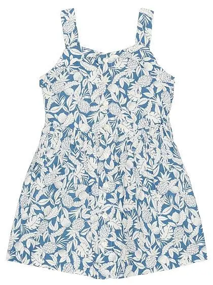 Polo Ralph Lauren Sleeveless Cotton Pineapple Printed Day Dress - Blue Pineapple Breeze Print