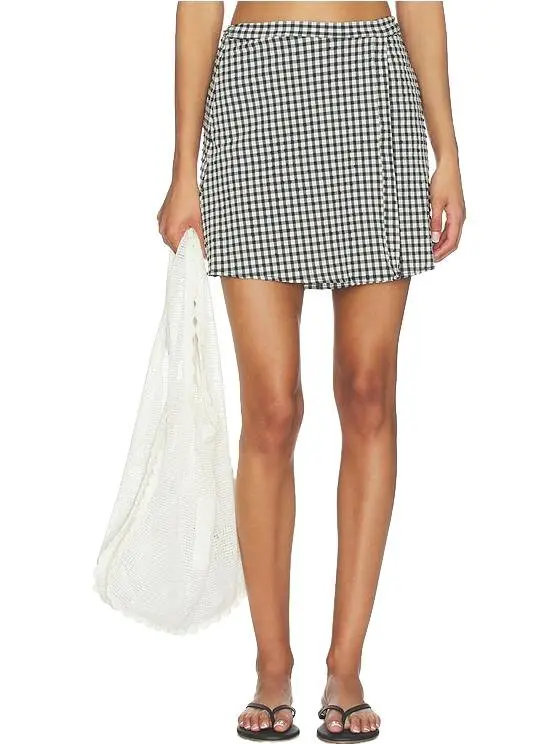 JUILLET Black And White Gingham Wrap Skirt - Tuxedo Plaid