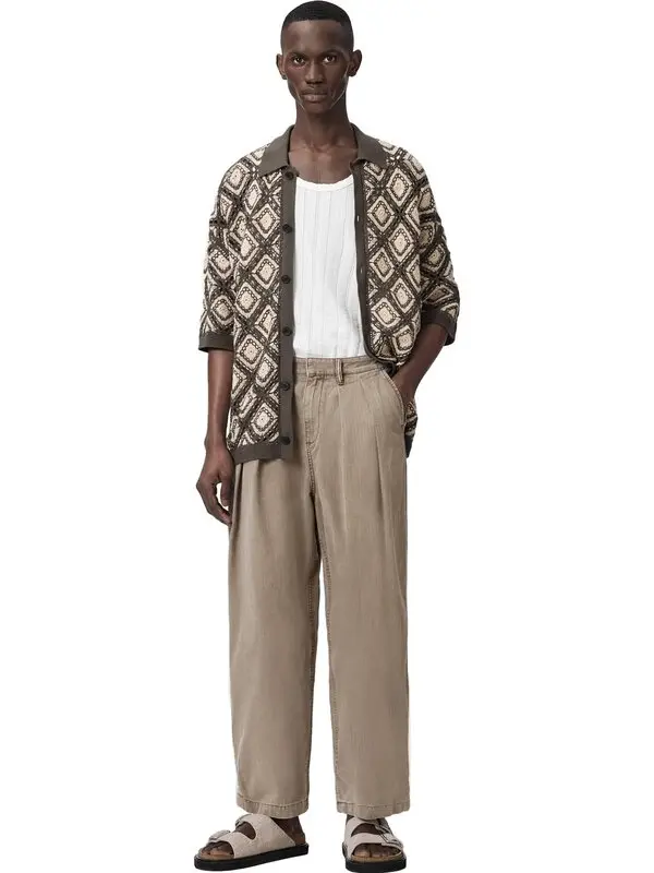 ALLSAINTS Becco Tapered Leg Pleated Pants - Stone Brown