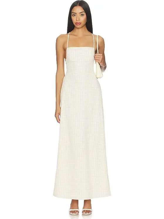 MORE TO COME Norma Maxi Dress - Nude Gingham