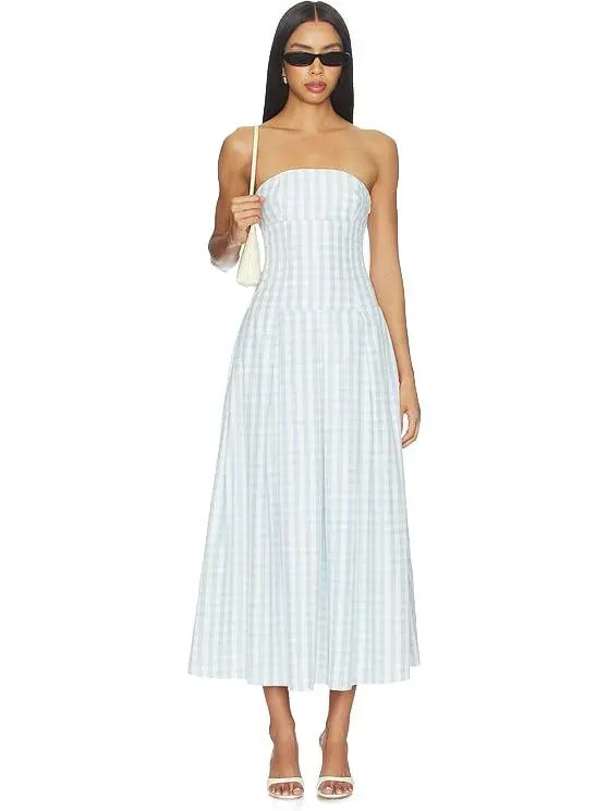 MORE TO COME Strapless Maxi Dress With Gingham Print - Blue Gingham