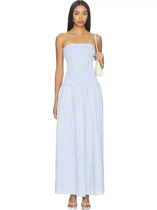 MORE TO COME Strapless Maxi Dress - Blue Stripe