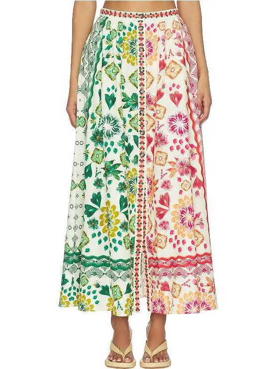 Saloni Floral Printed Cotton Midi Skirt - Sunrise Gem