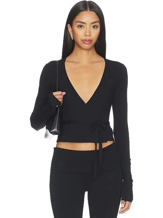 Eterne Wrap Top Long Sleeve Jersey - Black
