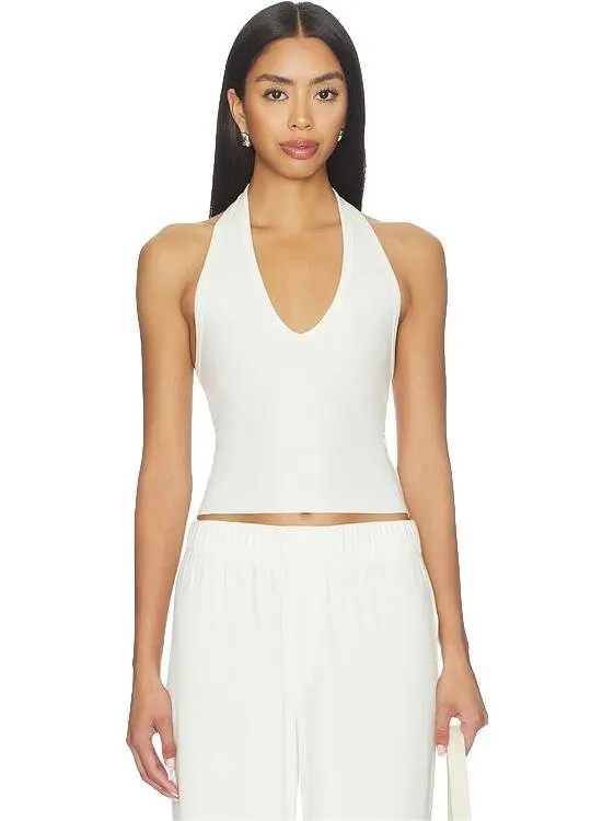 Eterne Cropped Halter Top - Cream