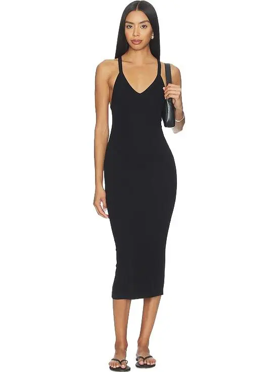 Eterne V-neck Racerback Midi Dress - Black