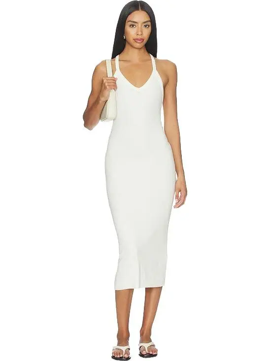 Eterne V-neck Racerback Midi Dress - Cream
