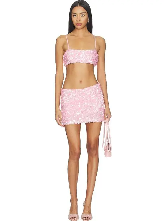 Superdown Rainey Sequin Mini Skirt Set - Pink