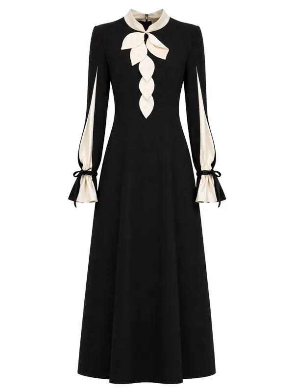 JULIA ALLERT Cocktail Ankle-length Dress With Ivory Satin Details - Black