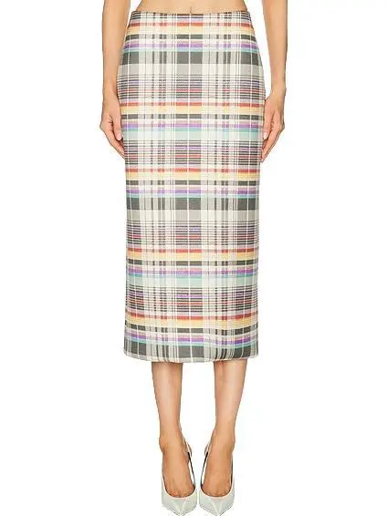 Brandon Maxwell Mercer Bonded Pencil Skirt - Multicolor Plaid