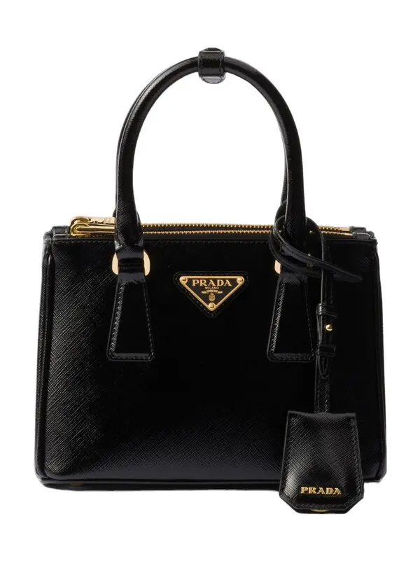 Prada Galleria Mini Patent Saffiano Bag - Black