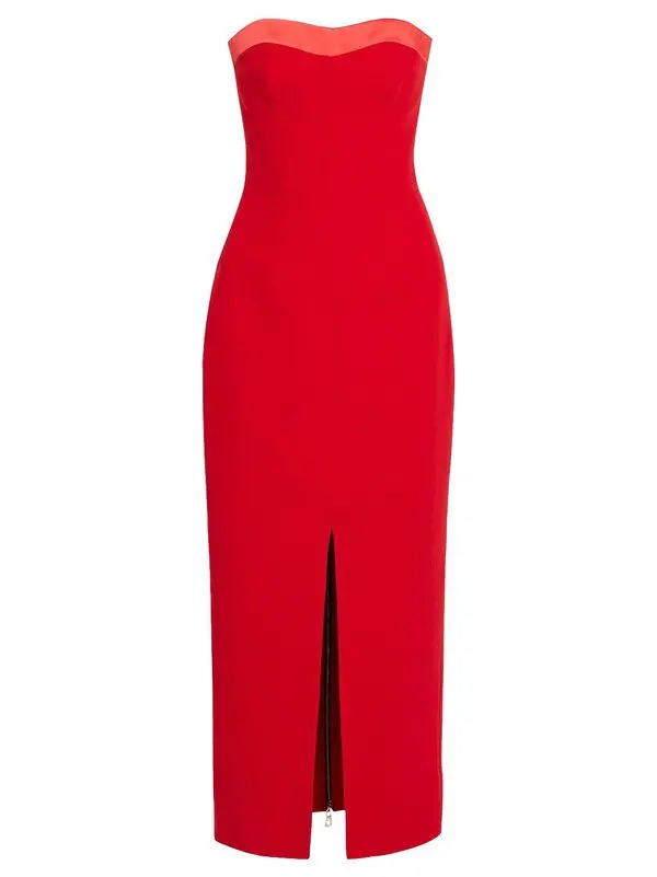 Safiyaa Strapless Satin-trimmed Crepe Gown - Red