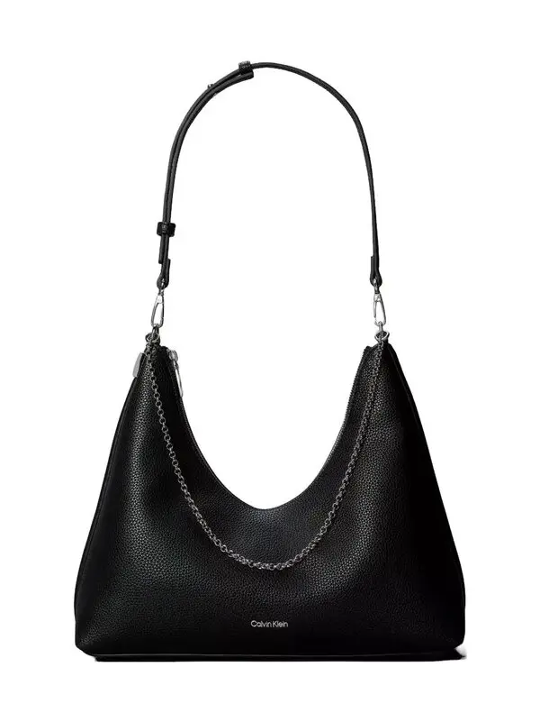Calvin Klein Chain-detail Pebbled Shoulder Bag - Black