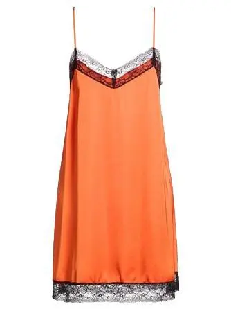 GAËLLE PARIS Viscose Slip Mini Dress With Lace Trims - Orange
