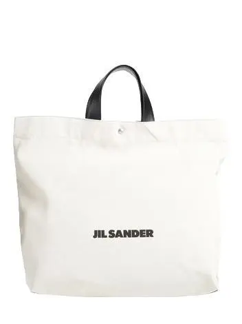 JIL SANDER Canvas Shopper Bag With Leather Handles - White